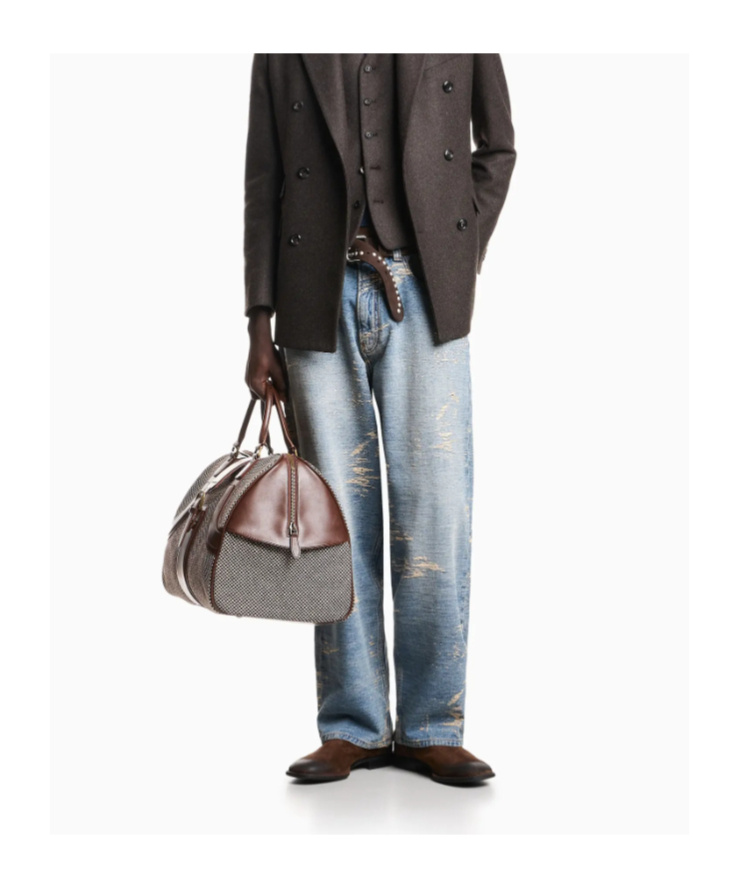 EMPORIO ARMANI Emporio Armani Distressed Stone Washed Denim 5-Pocket Pants